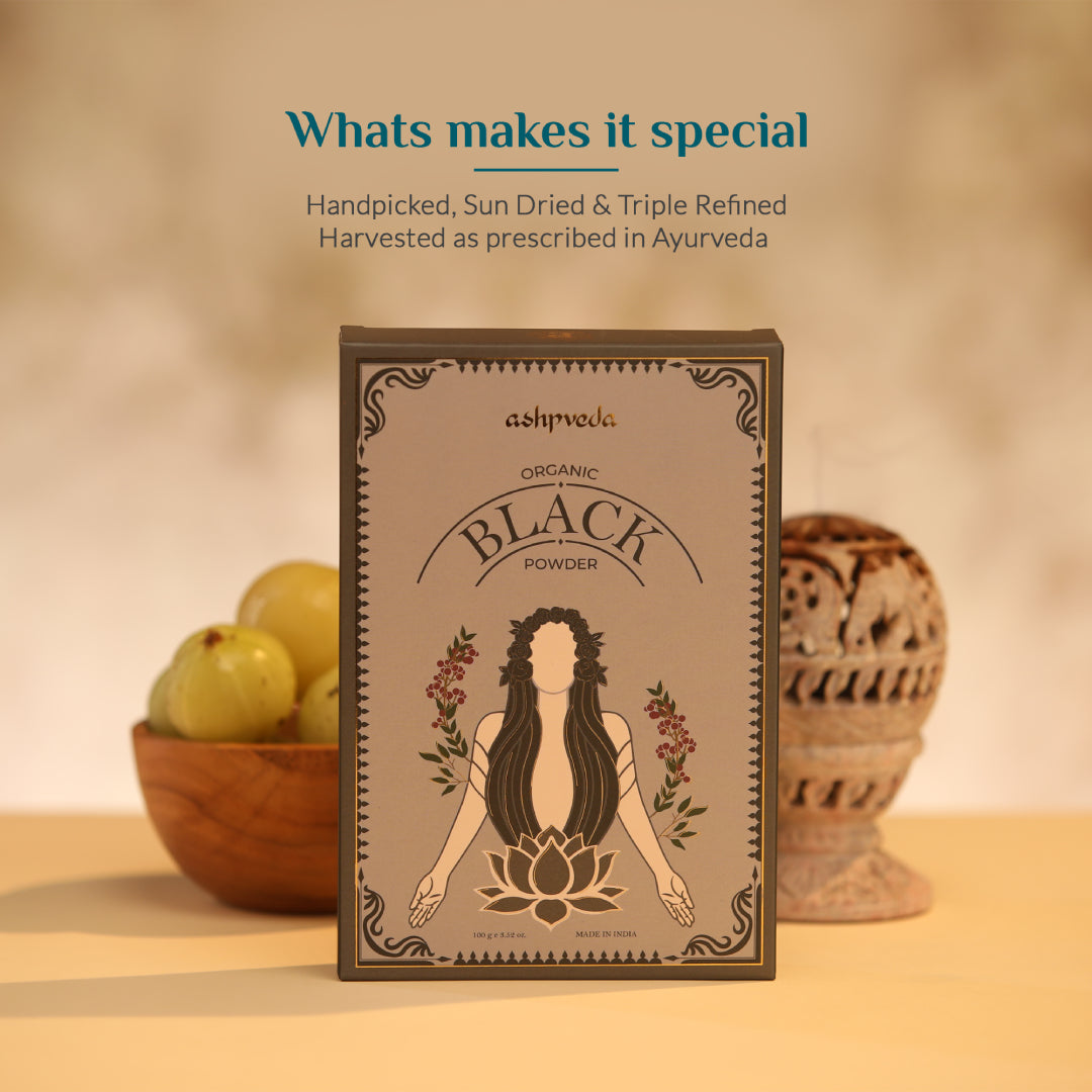 Organic Black Hair Color Powder - Mild Black Powder - Ashpveda